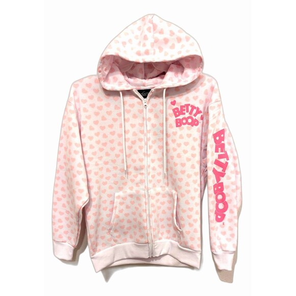 Fleischer Studios | Tops | Betty Boop Hoodie Womens Size Lg Pink Hearts ...